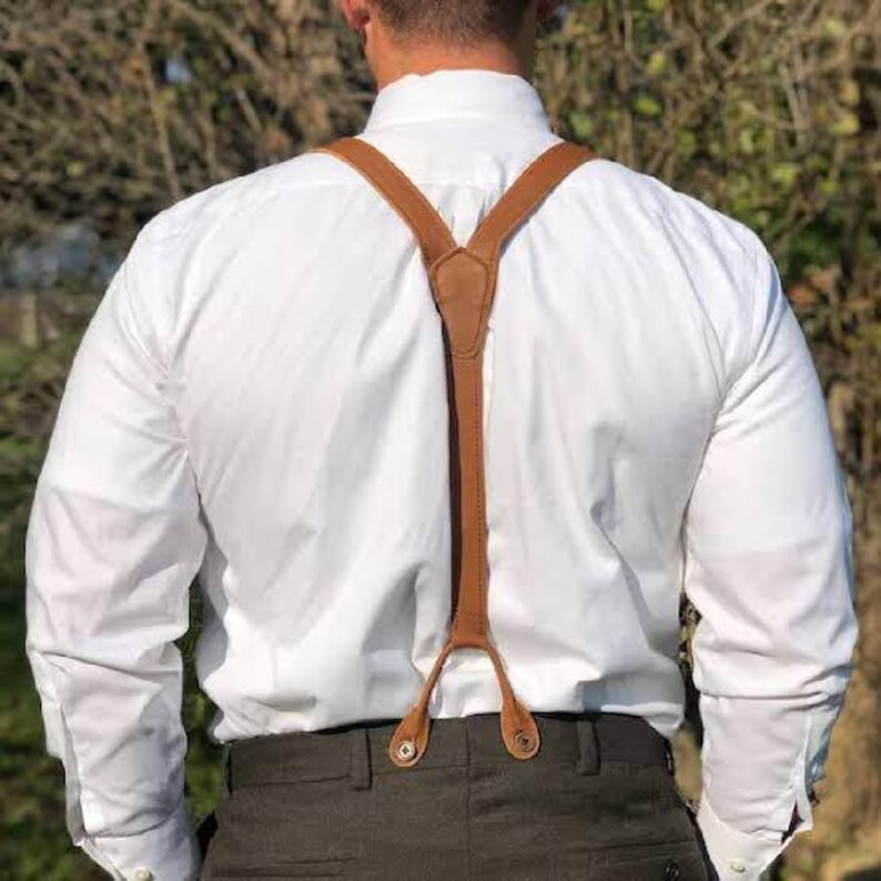 Leather Button Suspenders for Men, Formal Clothing, Easy to Wear. Belt ...