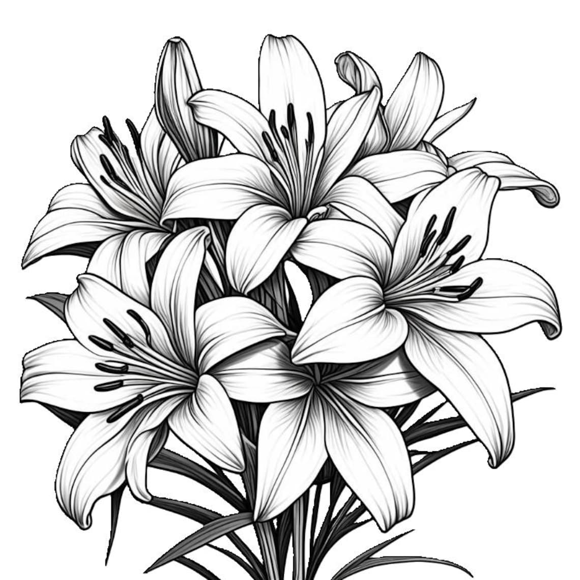 Beautiful Flower Coloring Pages - Etsy