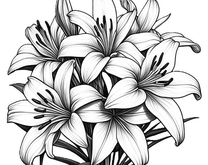 Beautiful Flower Coloring Pages - Etsy