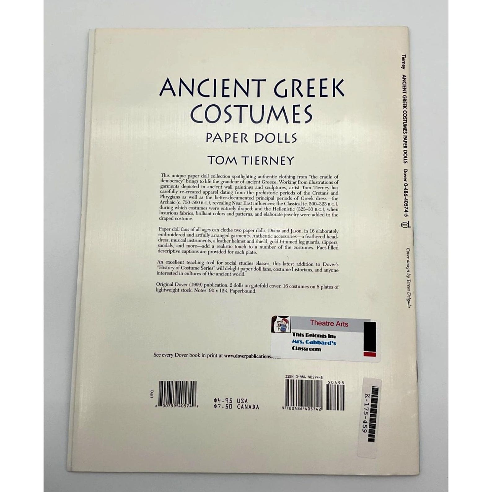 Ancient Greek Costumes Paper Dolls by Tom Tierney Vintage Paperback ...