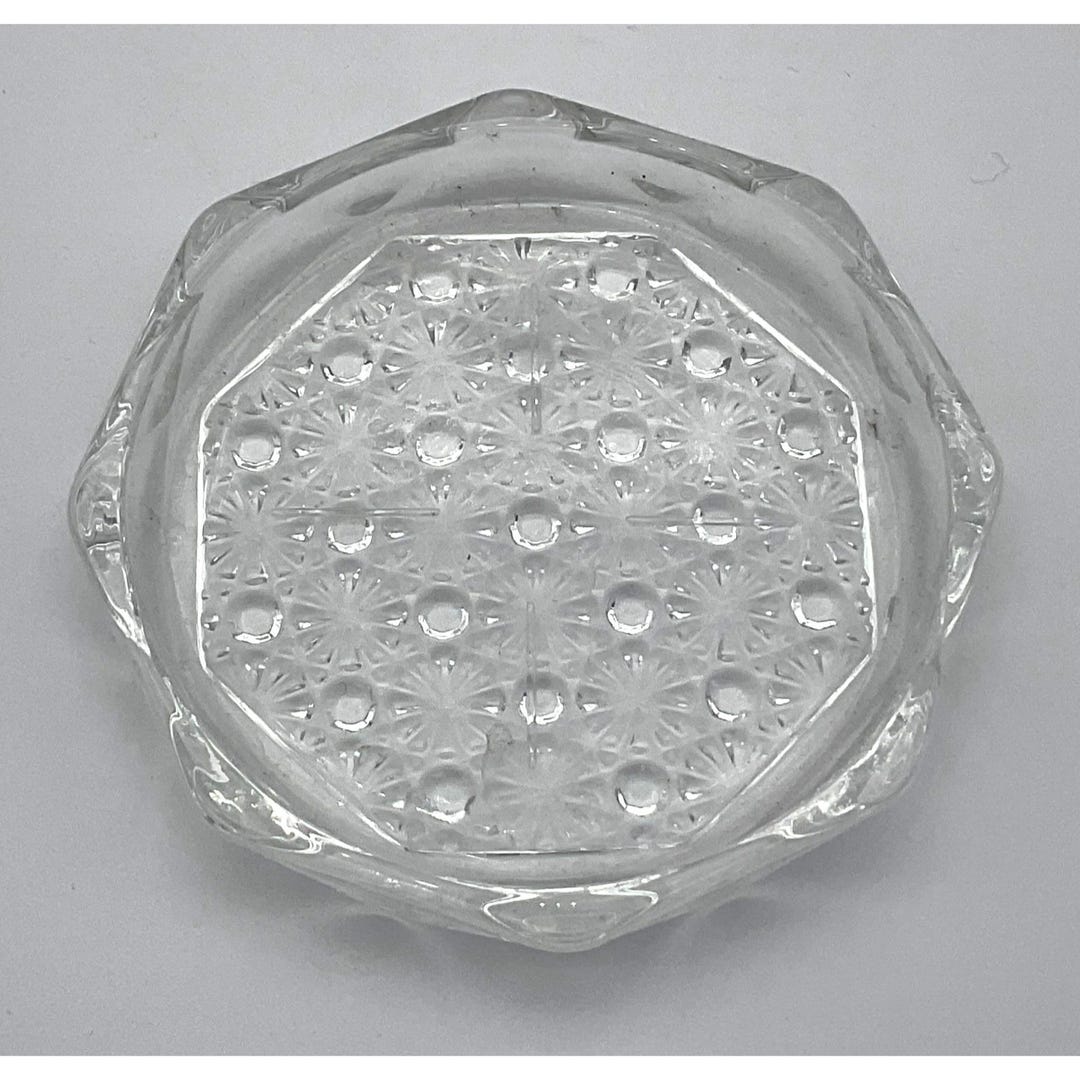 Vintage Luminarc Clear French Glass Textured Starburst Coaster Rosace ...