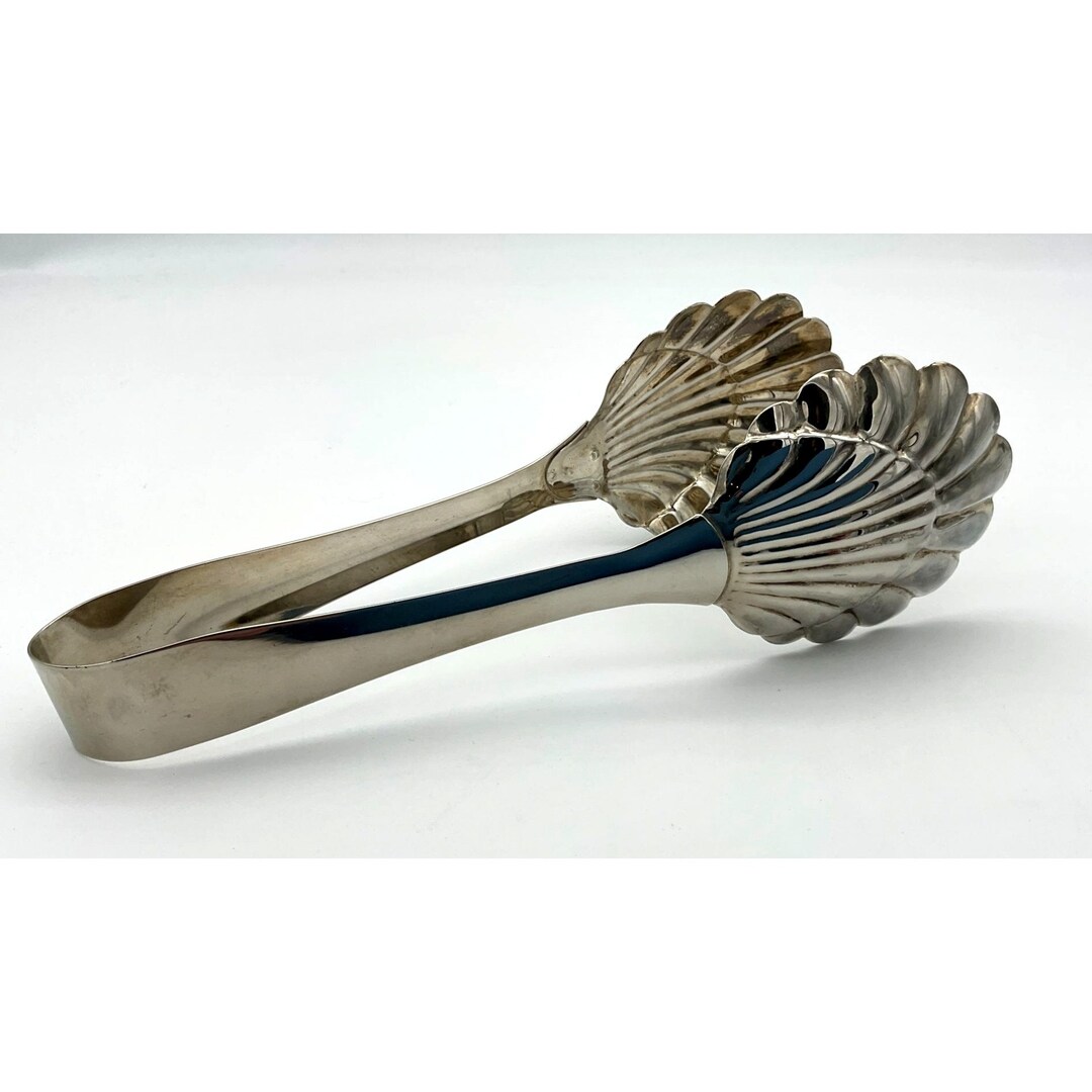 Silverplate Shell Scallop Design 8.5in Vintage Salad Tongs Buffet ...