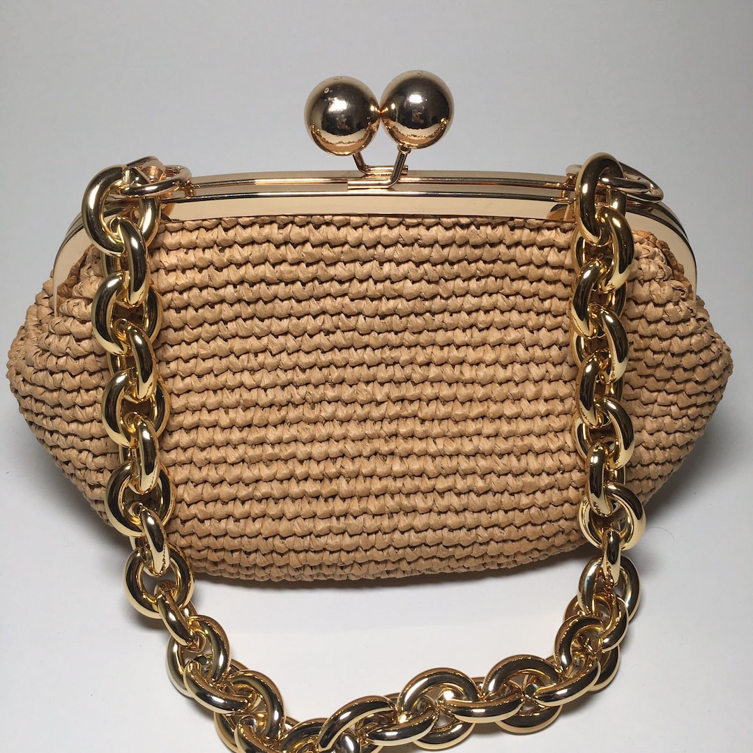 Hand-made Light Gold Raffia Bag - Etsy