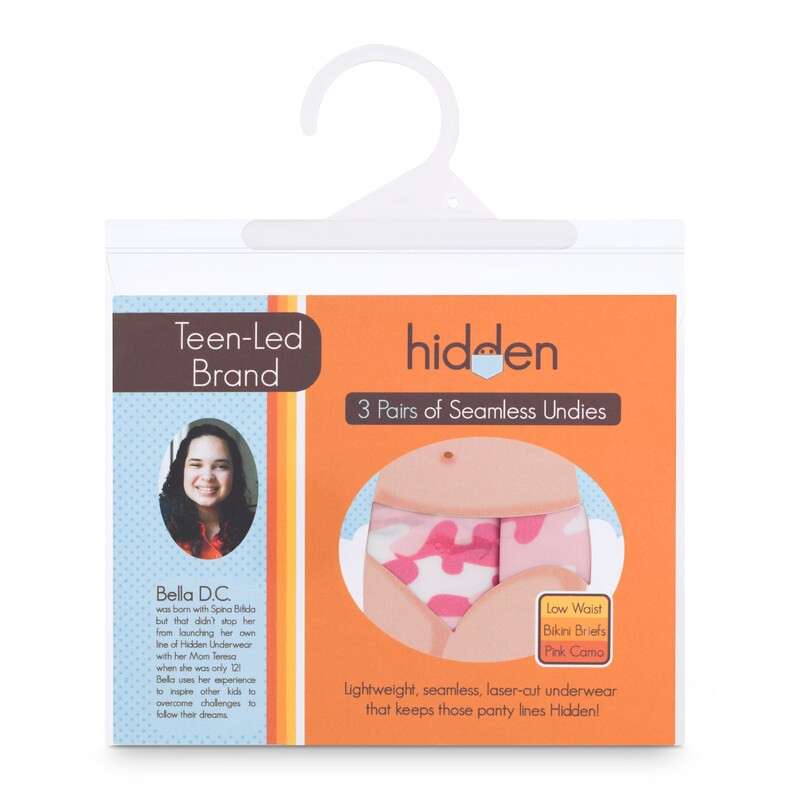 Pink Camo Bikini Briefs, 3 Pcs Set, Girls Seamless Underwear, Underwear ...