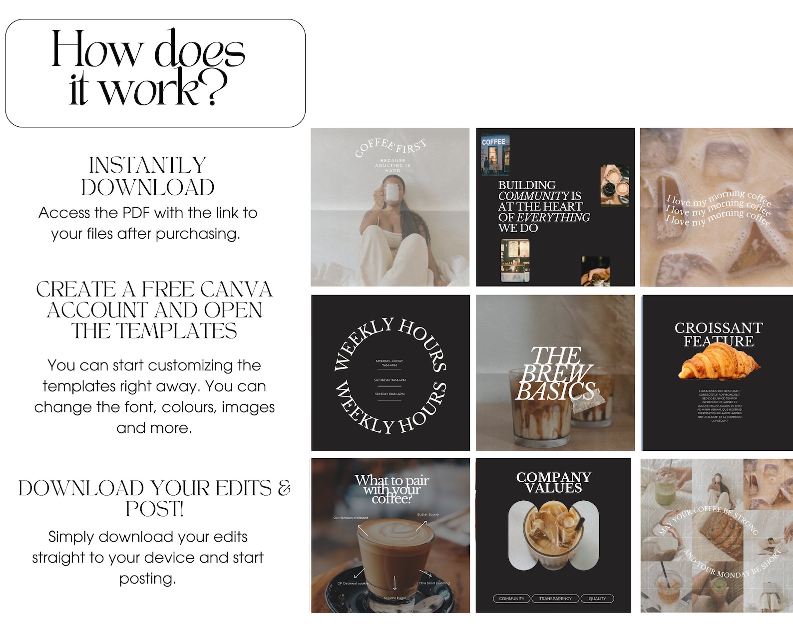Coffee Instagram Posts Cafe Social Media Template Coffee Shop Template ...