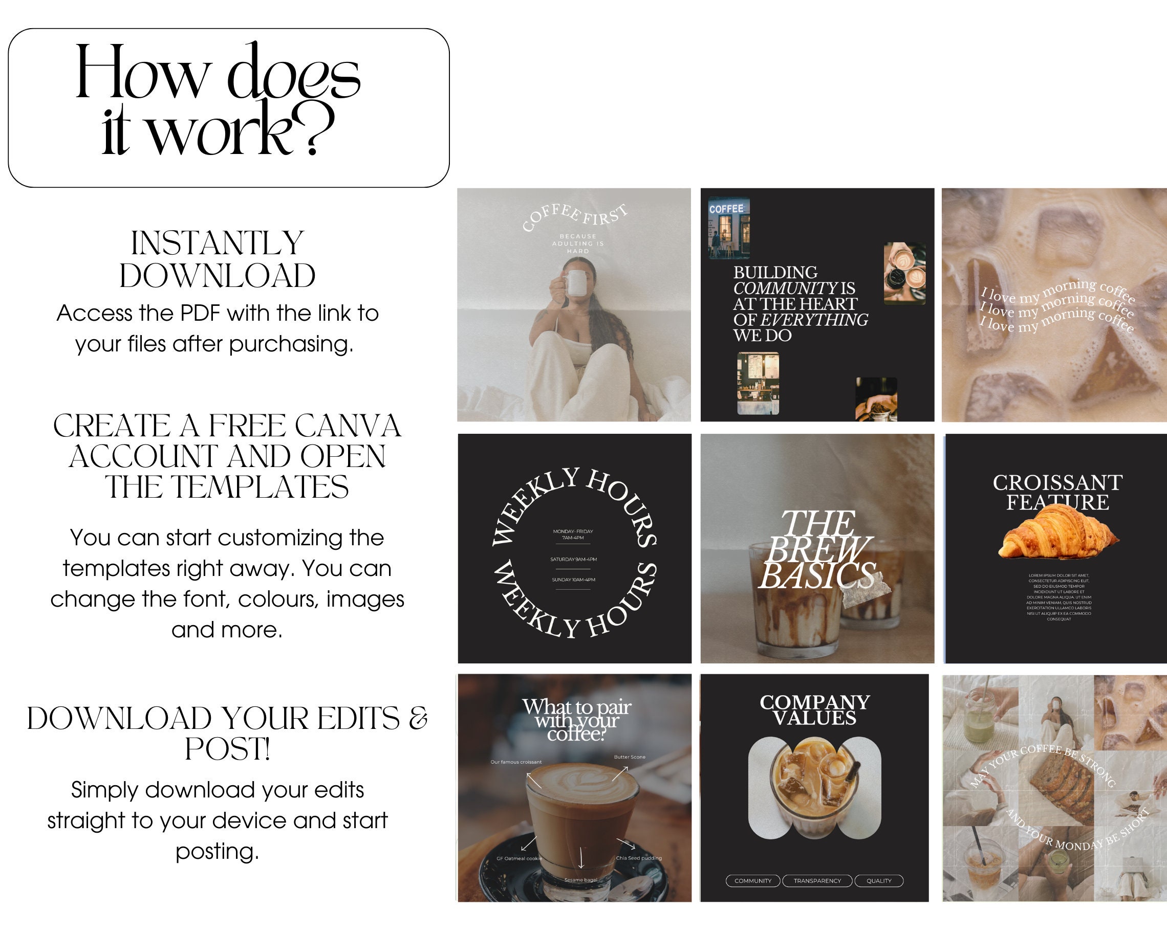 Coffee Instagram Posts| Cafe Social Media Template| Coffee Shop ...