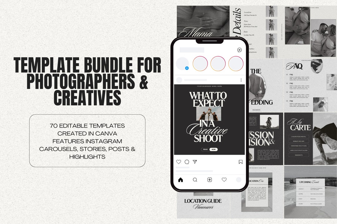 Photography Instagram Template Bundle | Photographer Stories, Carousels ...