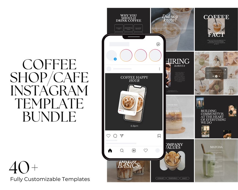 Coffee Shop Instagram Template | Cafe Social Media Kit (canva) - Etsy
