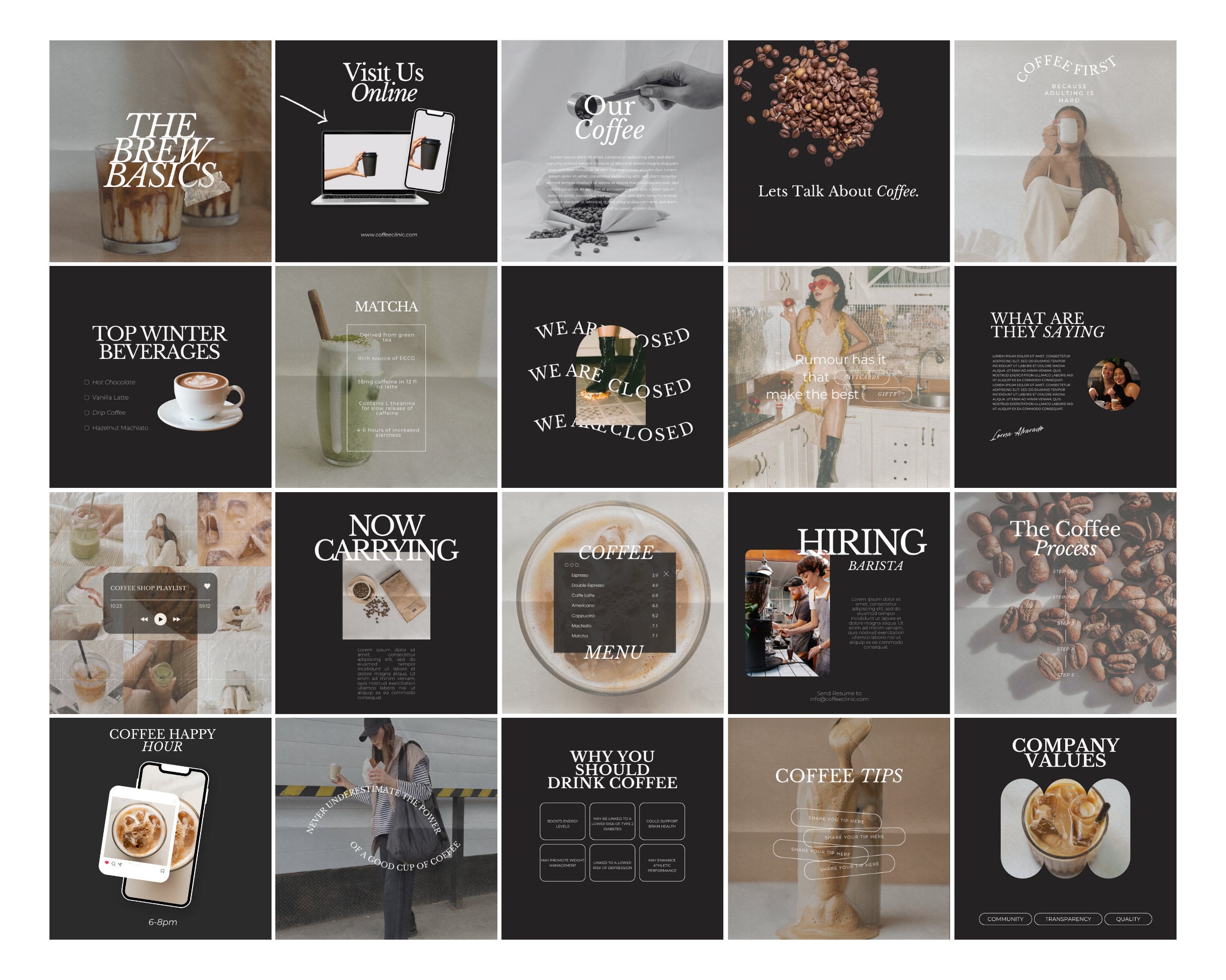 Coffee Instagram Posts Cafe Social Media Template Coffee Shop Template ...