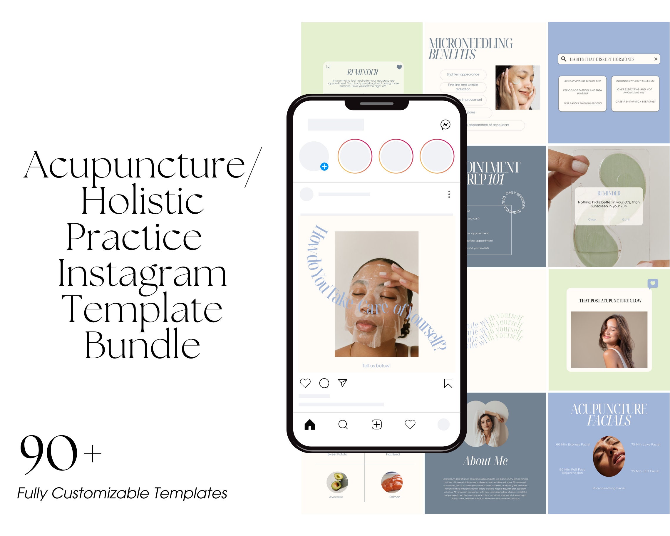 Acupuncture Instagram Template Bundle | Holistic Health Canva Social ...