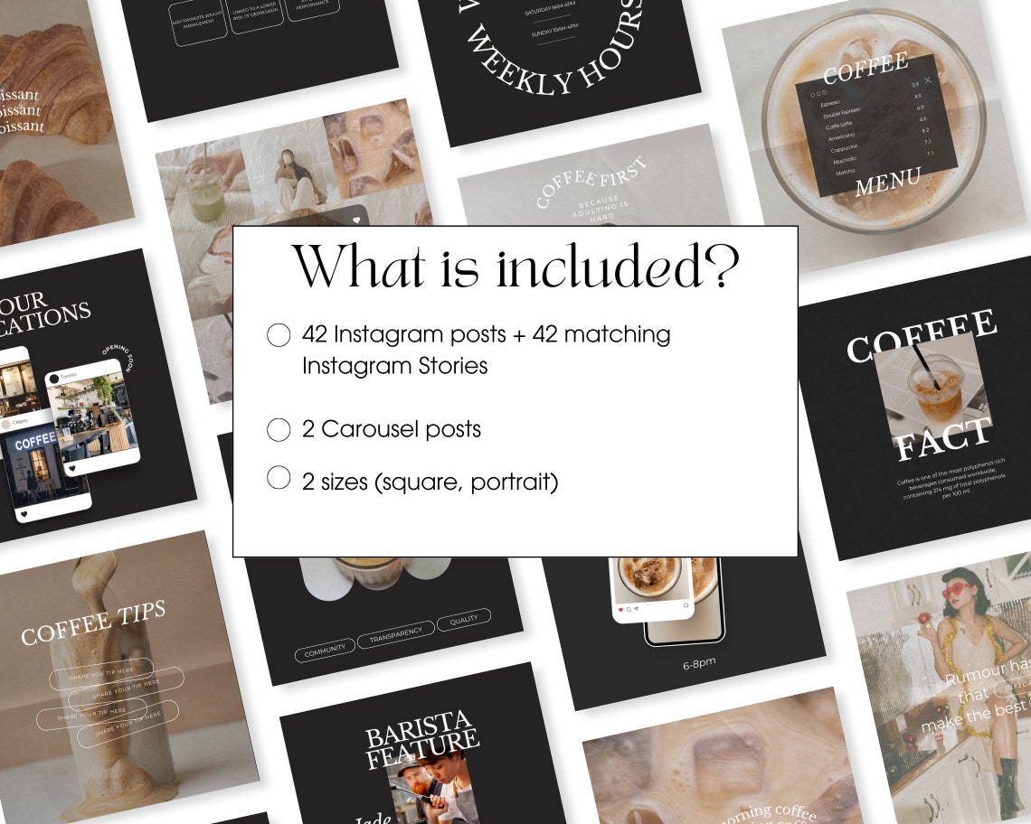 Coffee Instagram Posts| Cafe Social Media Template| Coffee Shop ...