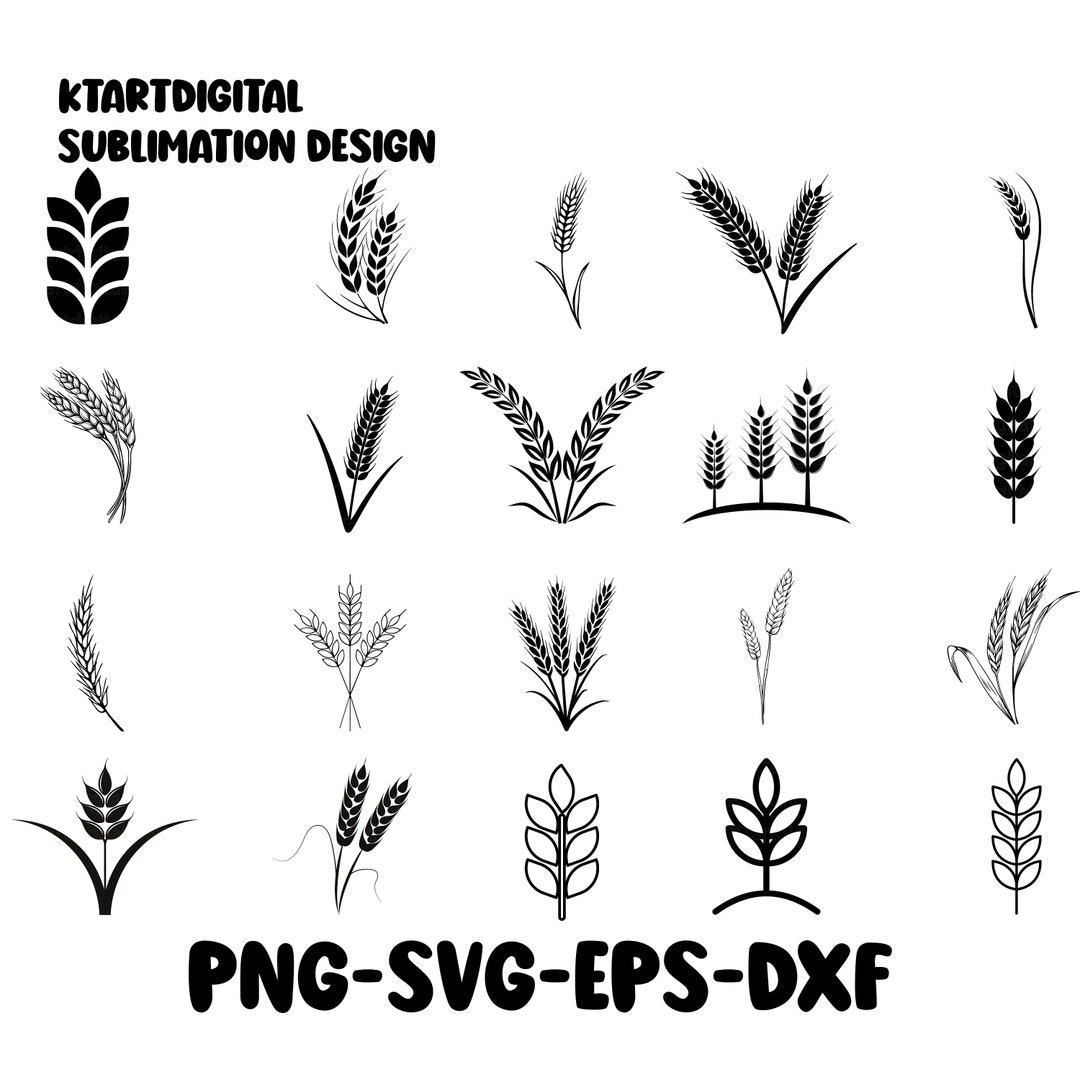 Wheat Svg, Grain Svg, Wheat Silhouette, Grain Dxf, Cricut, Wheat Vector ...