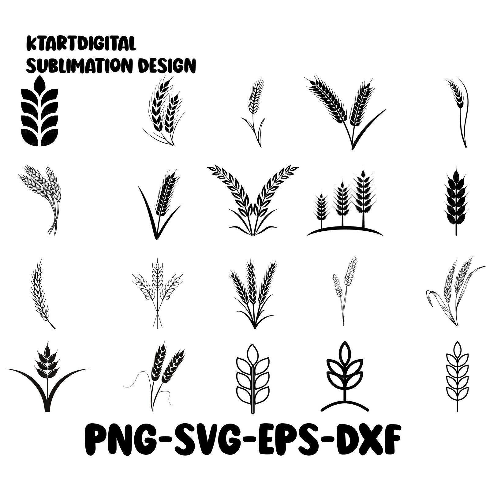 Wheat Svg, Grain Svg, Wheat Silhouette, Grain Dxf, Cricut, Wheat Vector ...