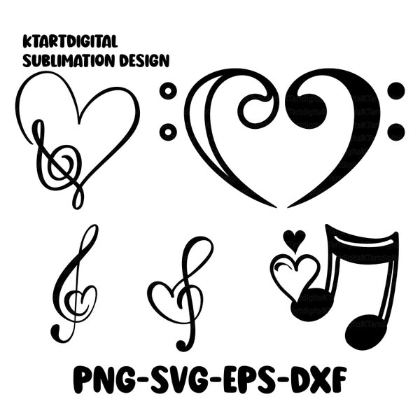 Music Note Heart - Etsy