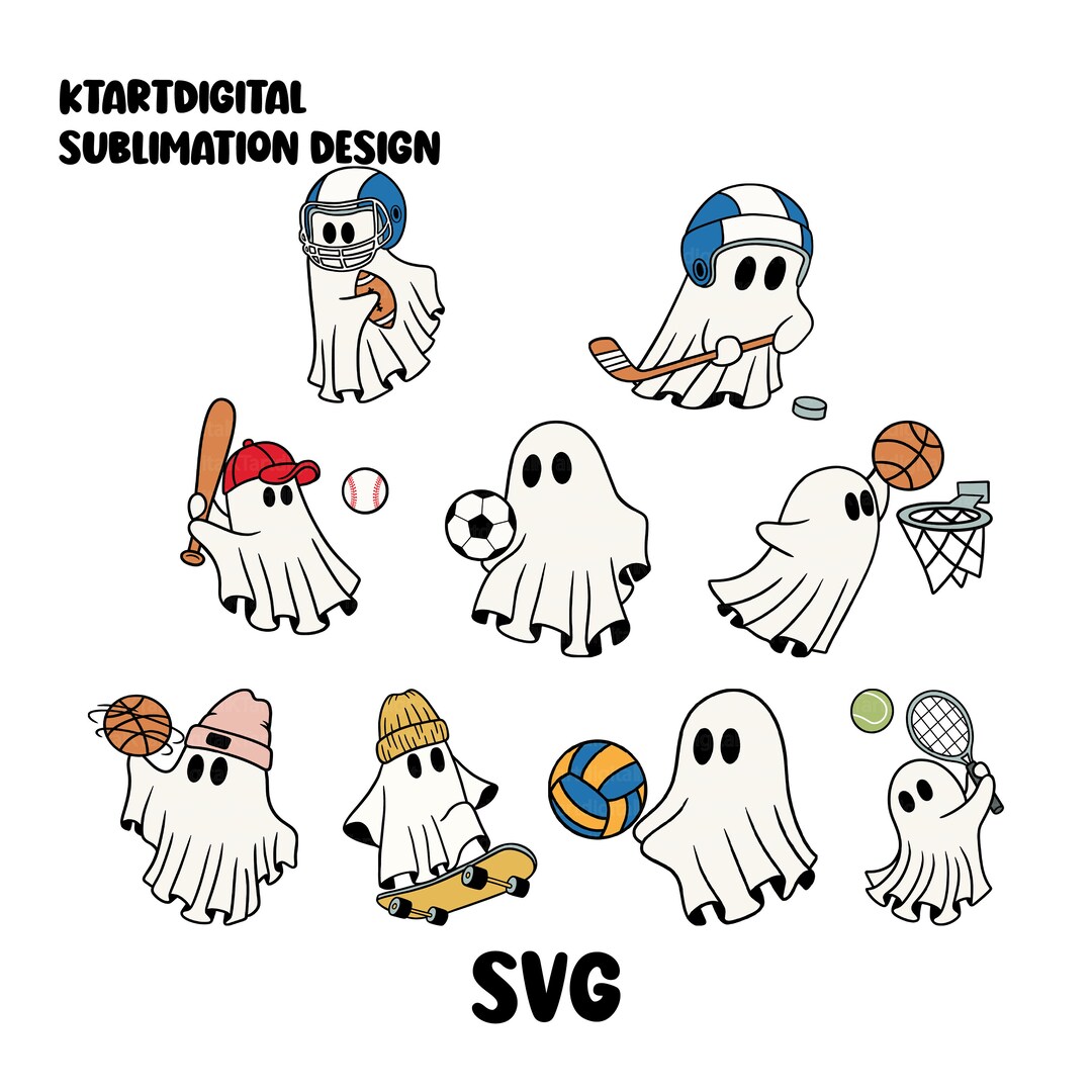 Sport Ghost SVG Bundle: Halloween Shirt Designs (digital Download) - Etsy