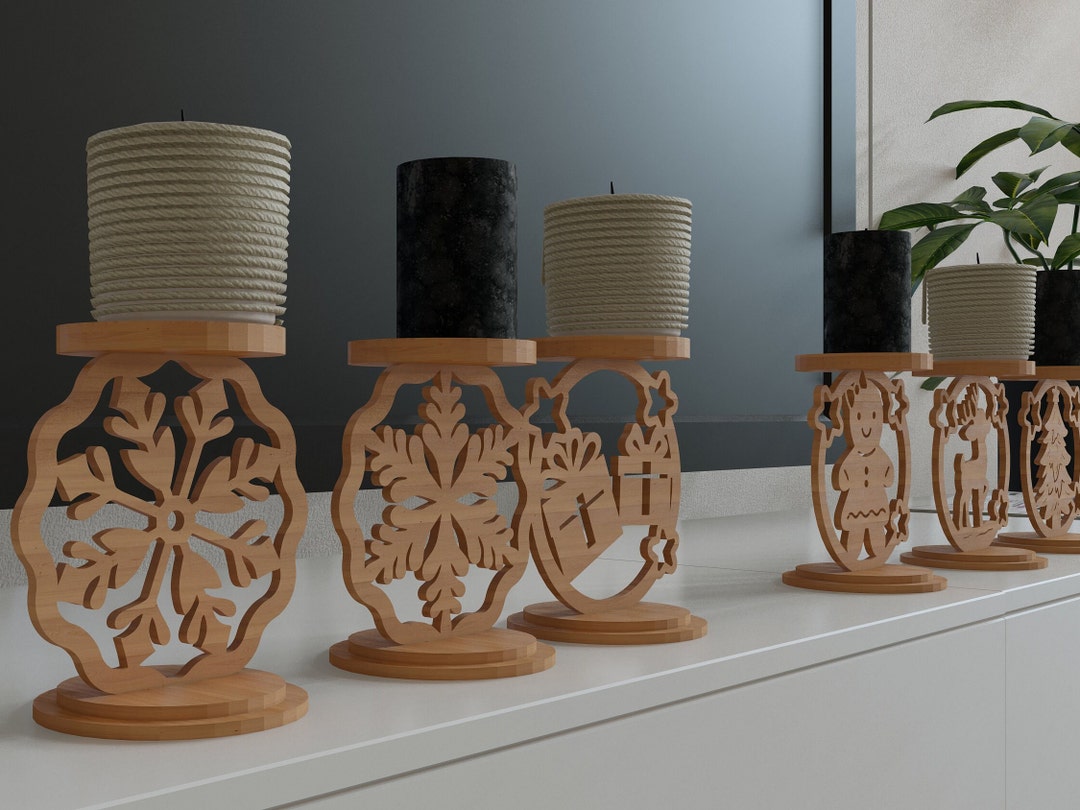 Christmas Candle Holder SVG: Laser Cut Candlestick Designs (digital ...
