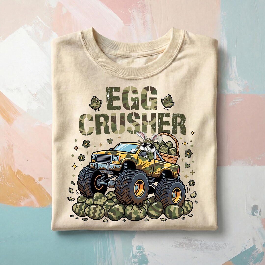 Camo Monster Truck Easter PNG | Bunny Egg Crusher Clipart (digital ...