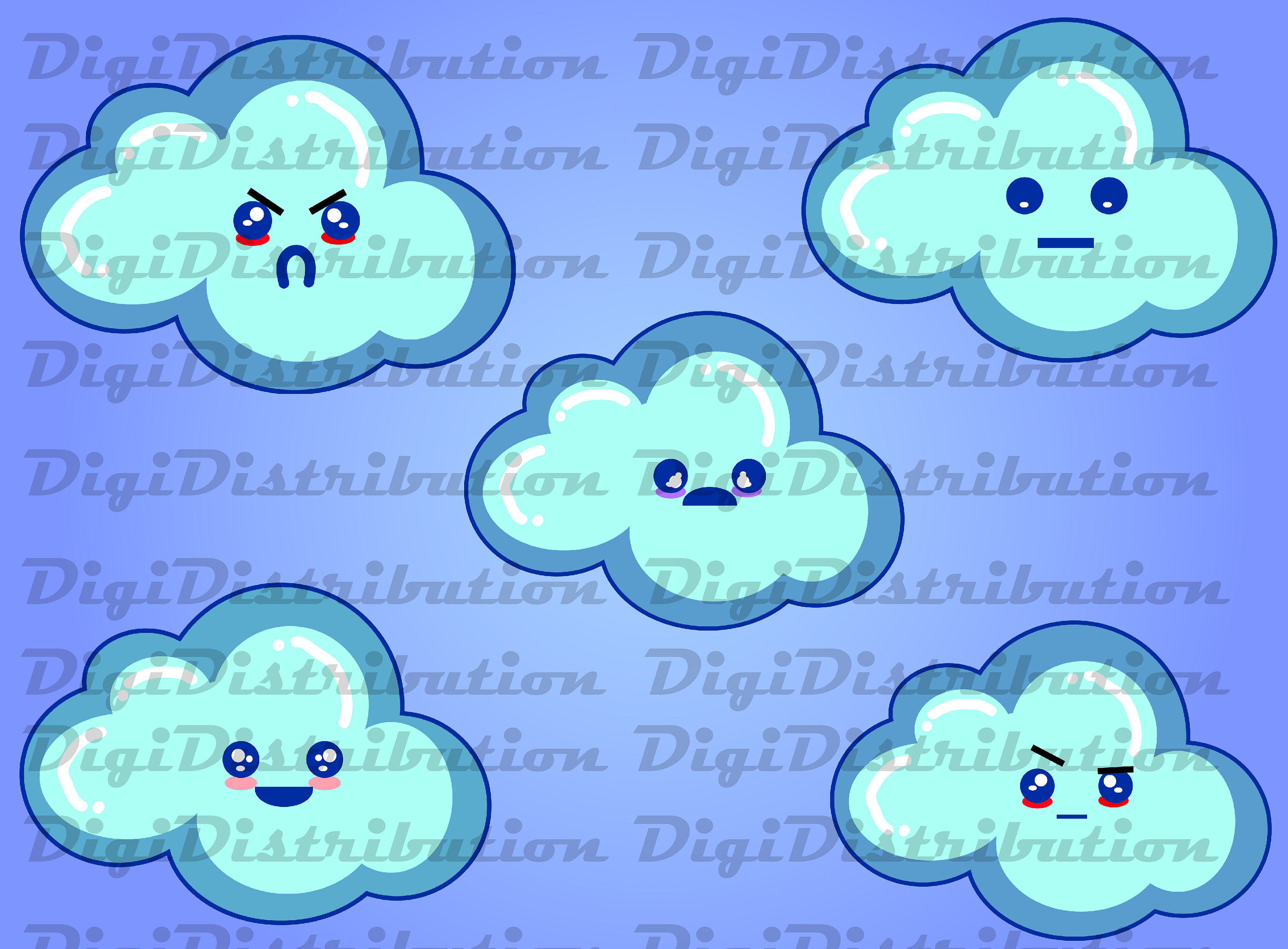 Kawaii Cloud Clipart - Kawaii Download - Instant Download - Cloud Items ...