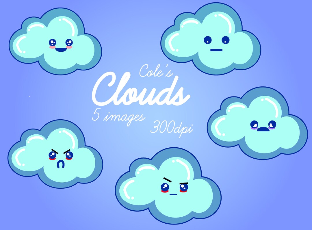 Kawaii Cloud Clipart - Kawaii Download - Instant Download - Cloud Items ...