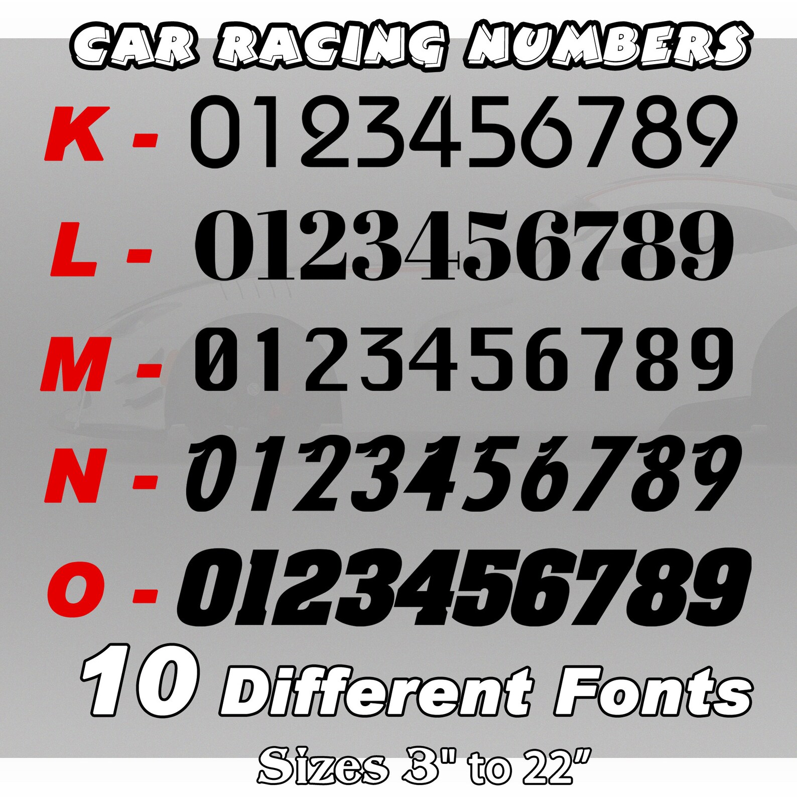 2 Pack Racing Car Numbers Circle Door Custom Number Rally Sport Die-cut ...