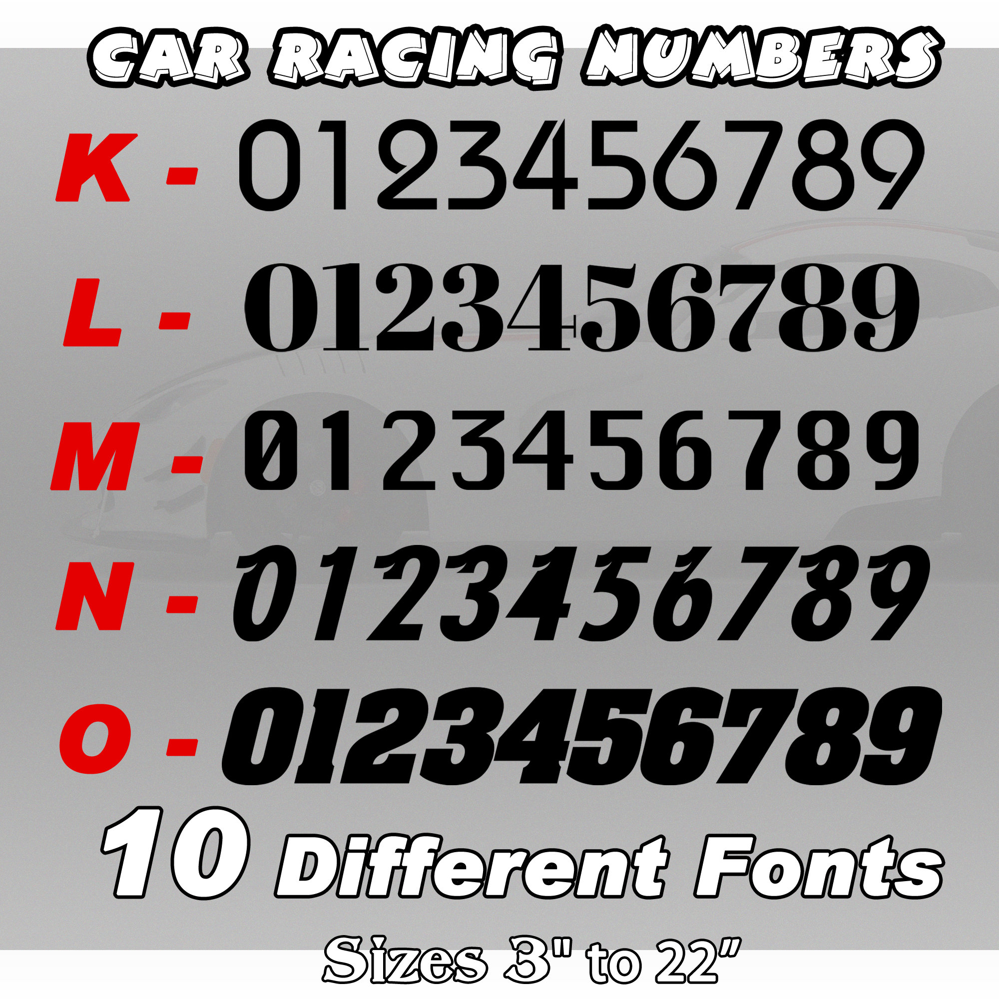 2 Pack Racing Car Numbers Circle Door Custom Number Rally Sport Die-cut ...