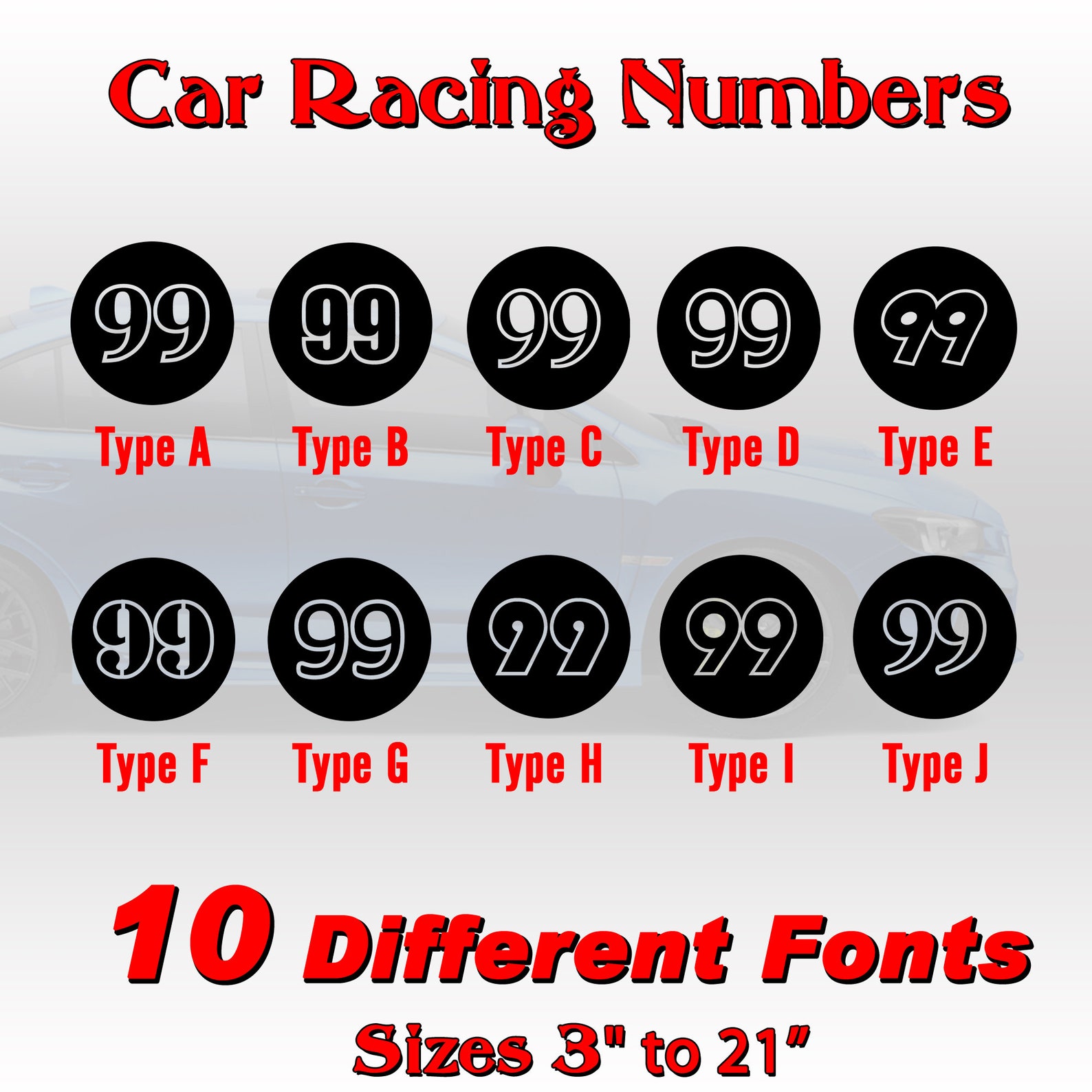 Racing Car Number Decal (set of 2) Custom Die-cut Sticker - Etsy