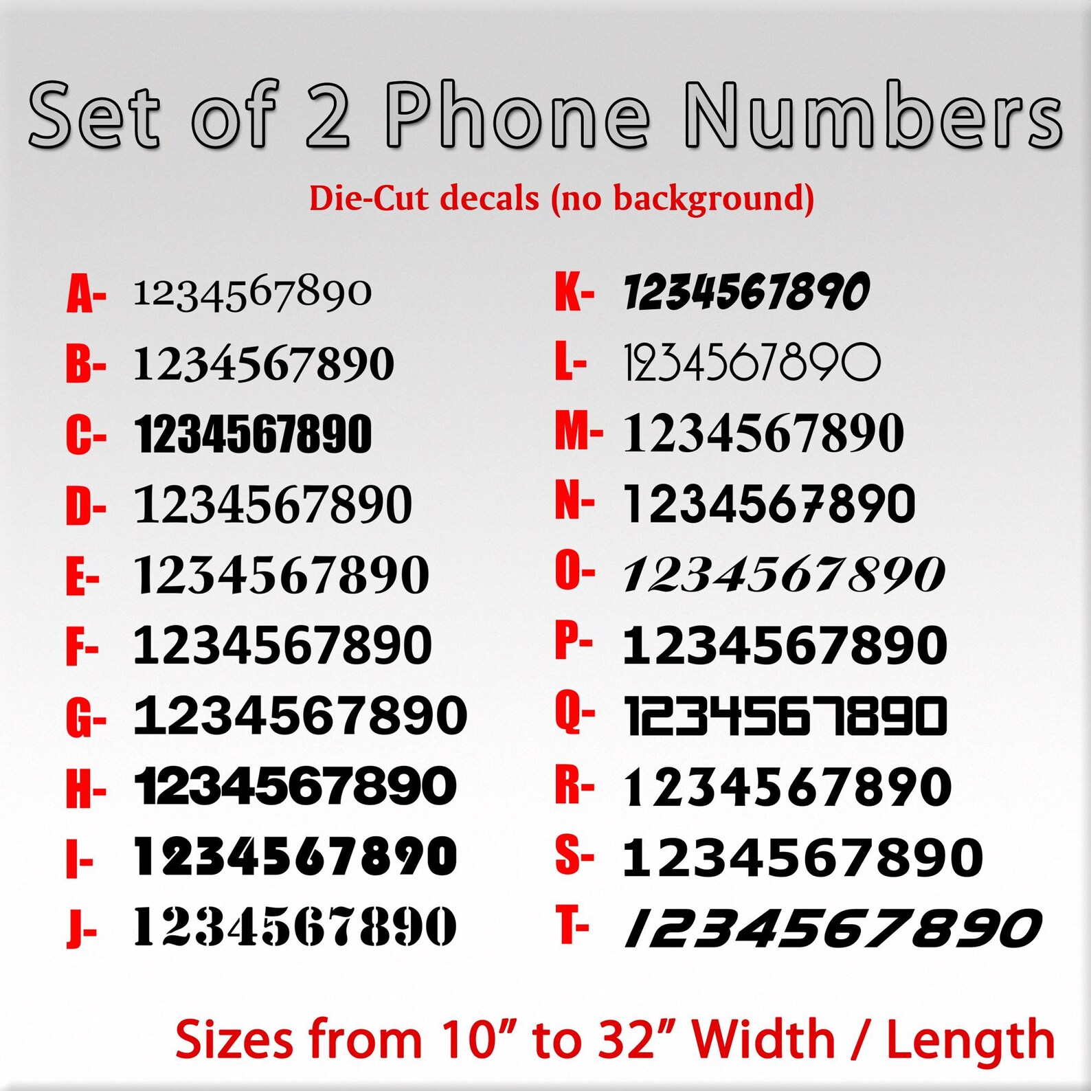 Set of 2 Custom Die-cut Vinyl Phone Number Decals - Etsy