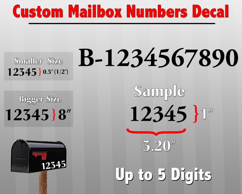 Custom Mailbox Number Decal (2 Pack): Die-cut Vinyl, House or Business ...