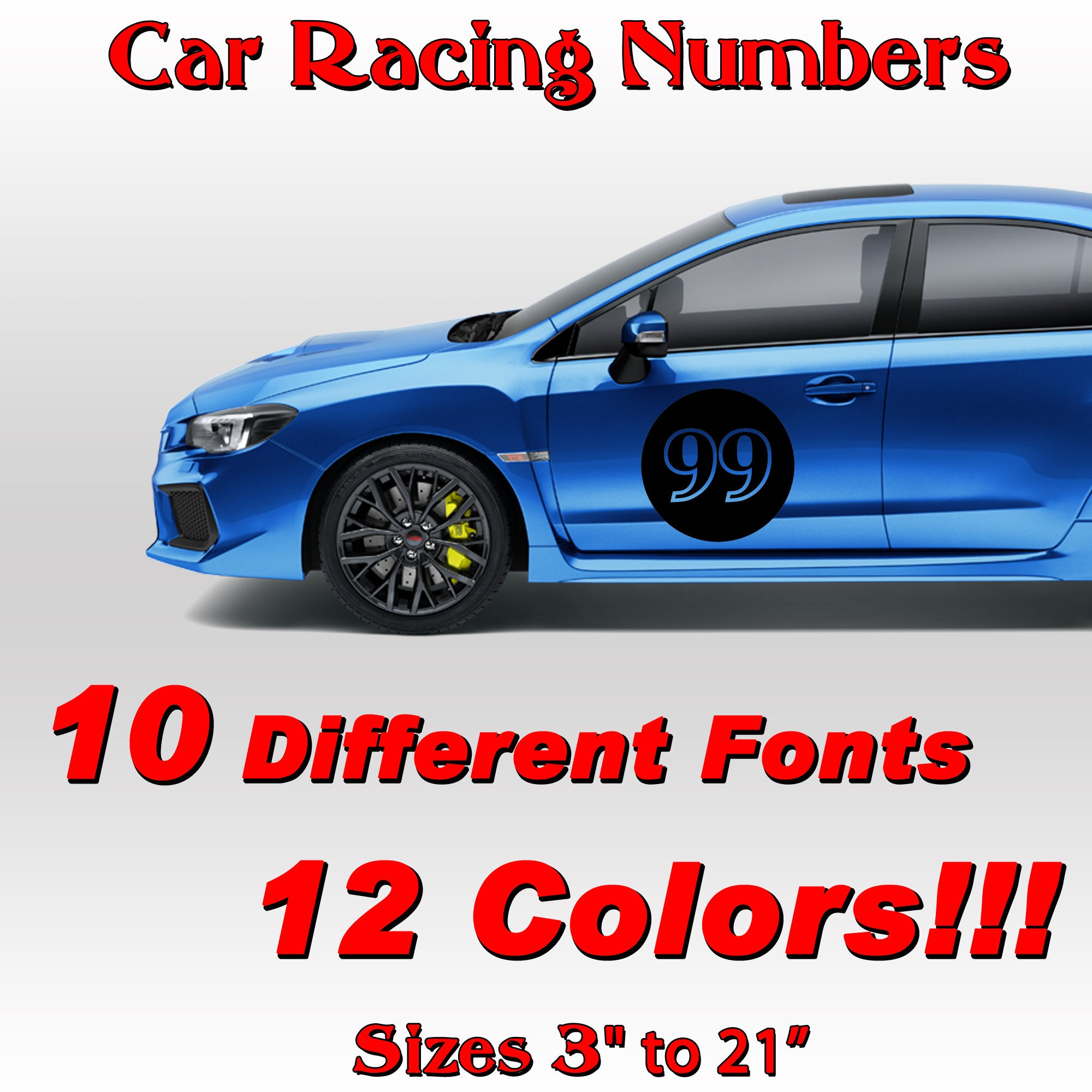 2 Pack Racing Car Numbers Circle Set of 2 Track Number Door Custom ...