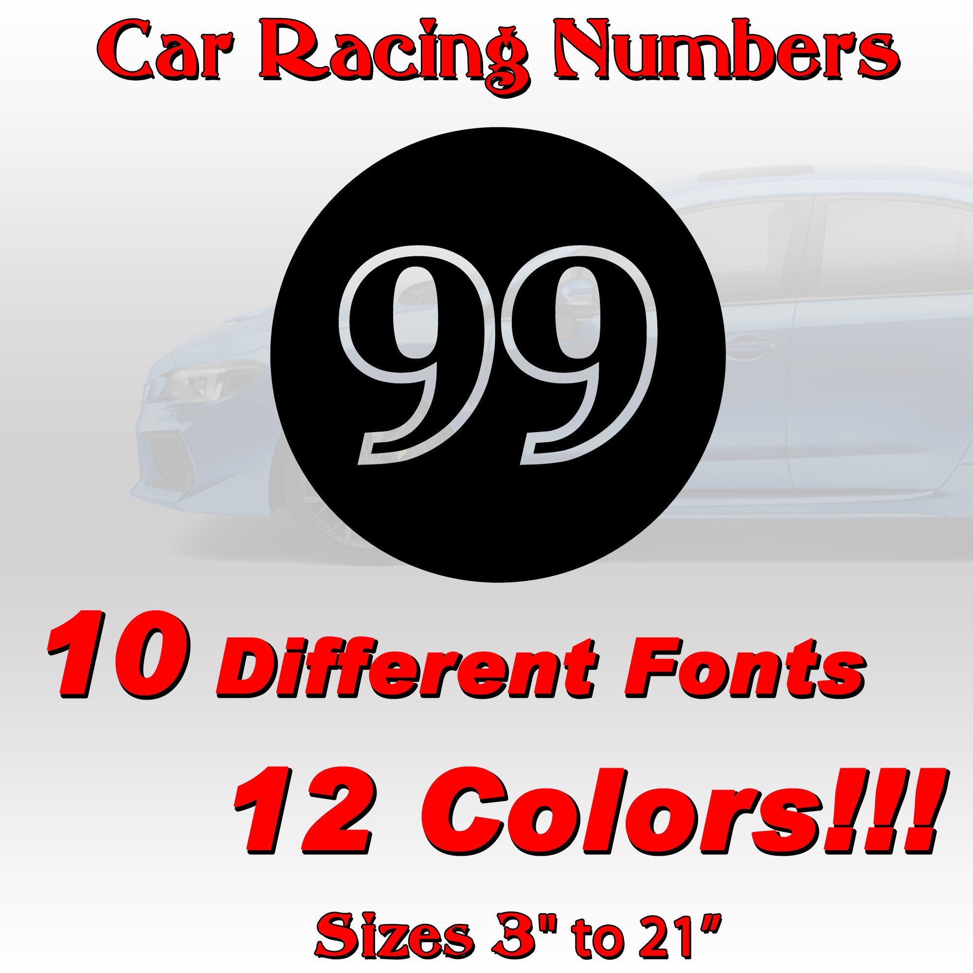 2 Pack Racing Car Numbers Circle Set of 2 Track Number Door Custom ...