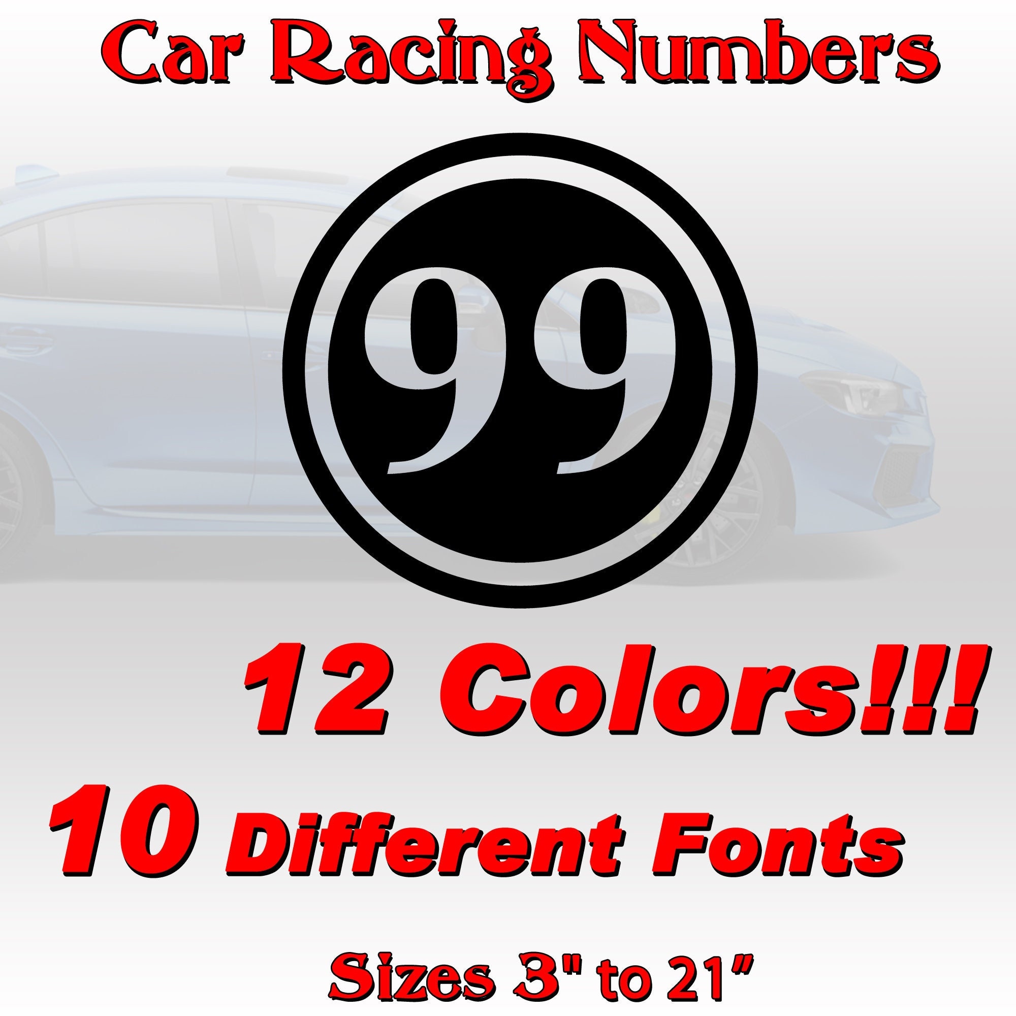 2 Pack Racing Car Numbers Circle Set of 2 Track Number Door Custom ...