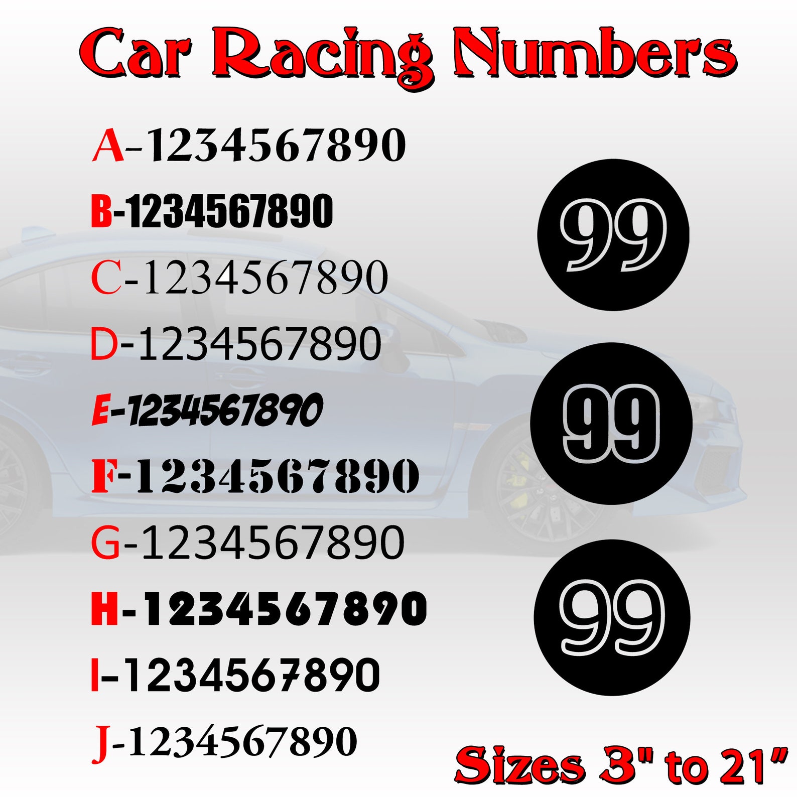 Racing Car Number Decal (set of 2) Custom Die-cut Sticker - Etsy