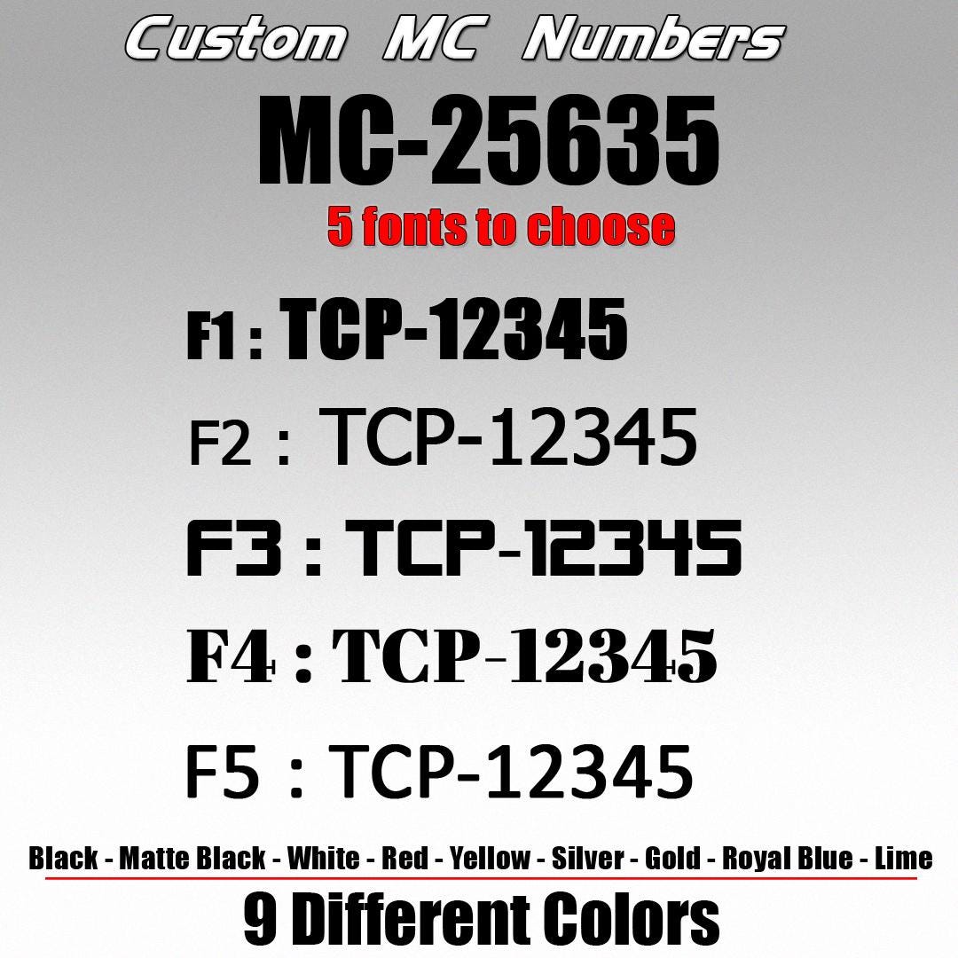 Custom MC Number Decal Set - Die-cut Vinyl for Truck, Van (set of 2) - Etsy