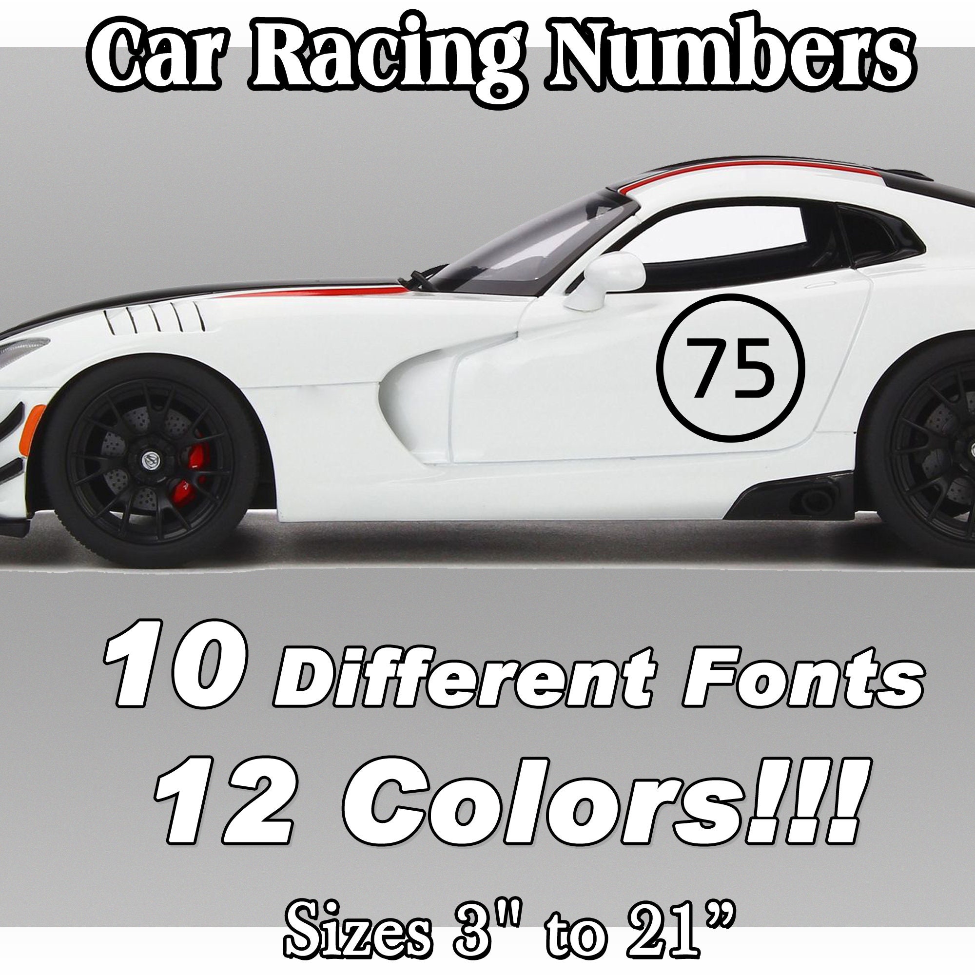 2 Pack Racing Car Numbers Circle Set of 2 Track Number Die-cut No ...