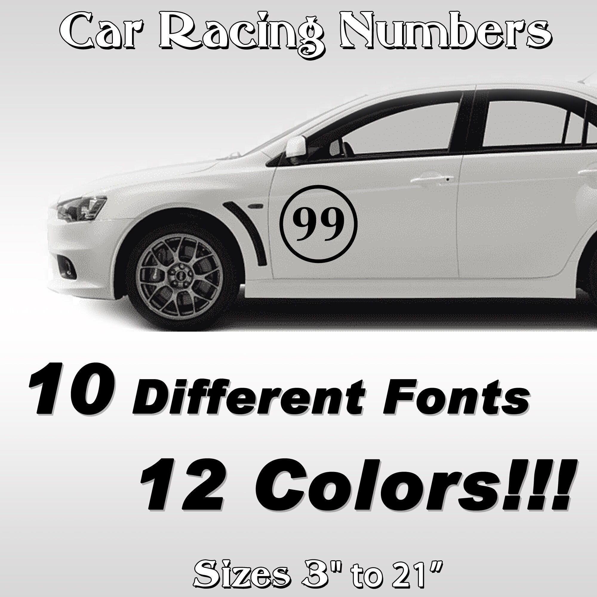 2 Pack Racing Car Numbers Circle Set of 2 Track Number Die-cut Decal ...