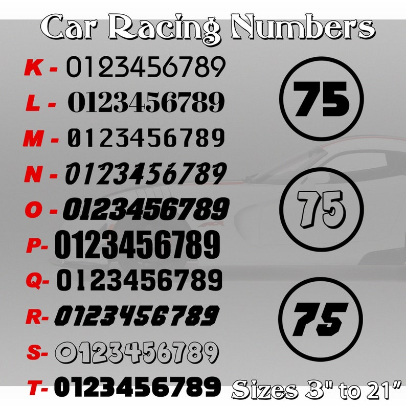 Racing Car Numbers Decal (set of 2) - Custom Die-cut, Rally Sport - Etsy