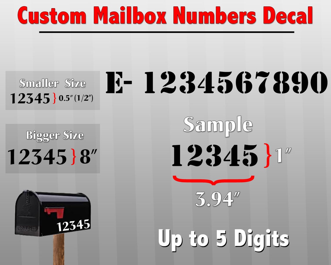 Custom Mailbox Number Decal (2 Pack): Die-cut Vinyl, House or Business ...
