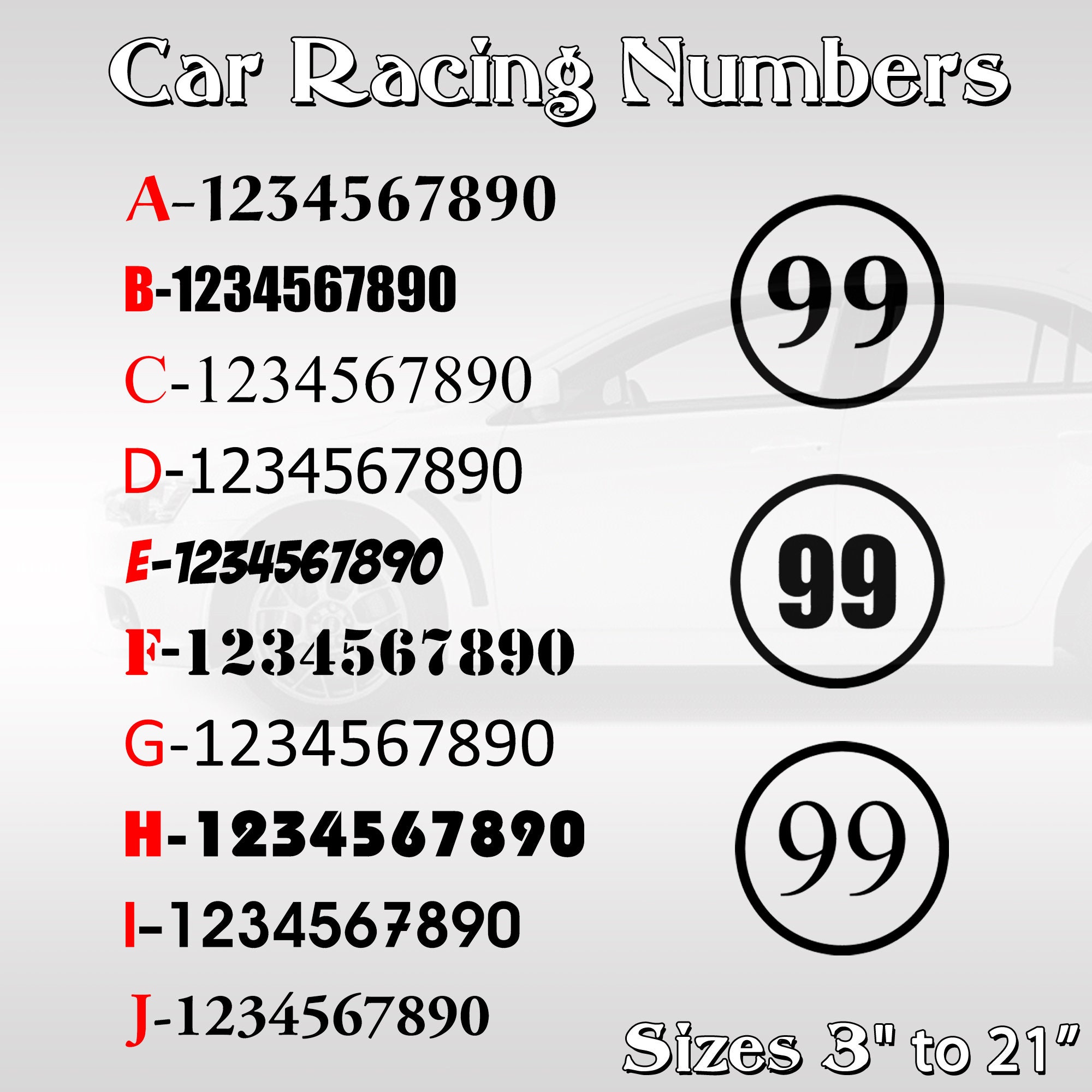 2 Pack Racing Car Numbers Circle Set of 2 Track Number Die-cut Decal ...