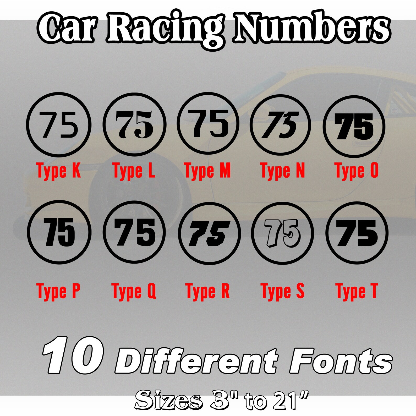 Racing Car Numbers Decal (set of 2) - Custom Die-cut, Rally Sport - Etsy