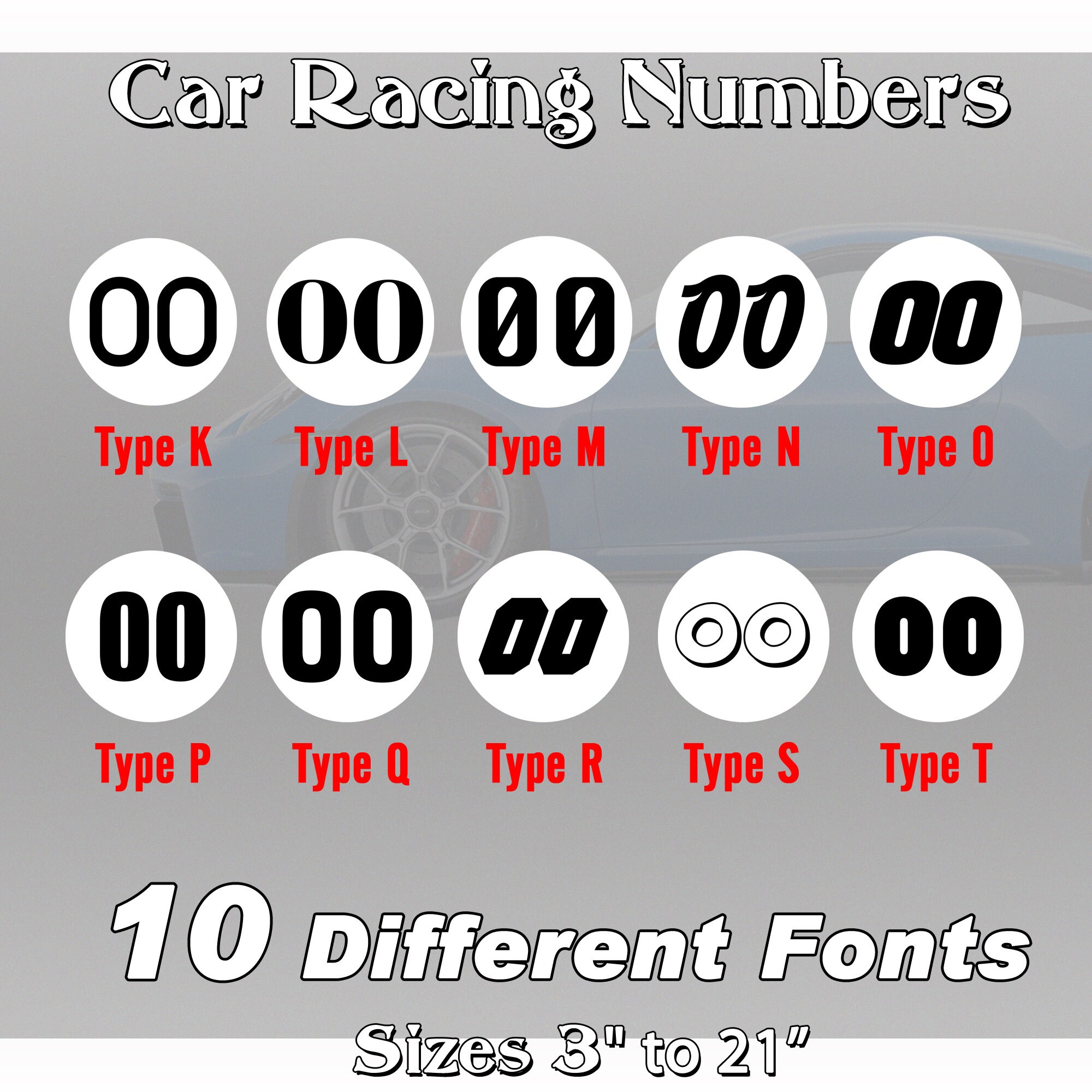 2 Pack Racing Car Numbers Circle Set of 2 Track Number High - Etsy