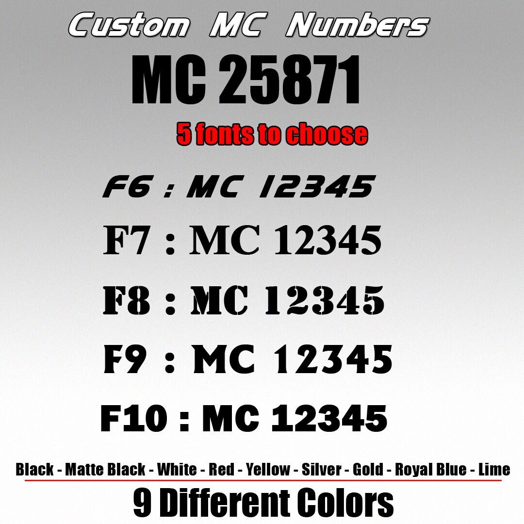 Set of 2 MC Custom Number Decal Truck Commercial Vehicles Van Pick up ...