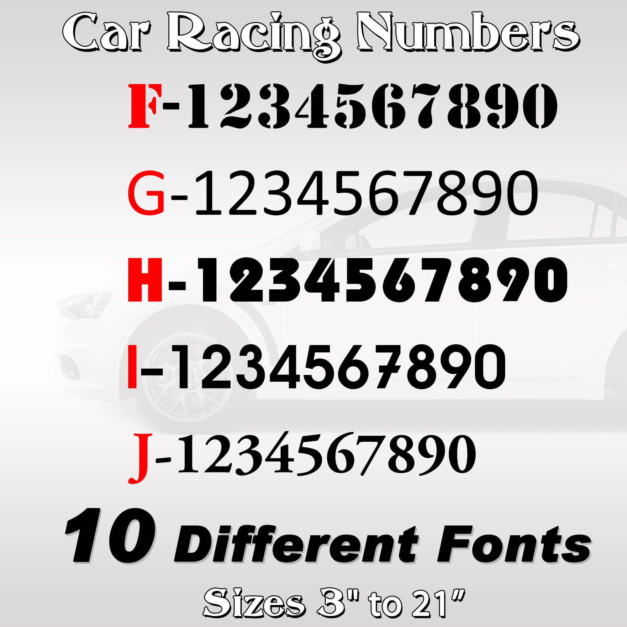 2 Pack Racing Car Numbers Circle Set of 2 Track Number Die-cut Decal ...