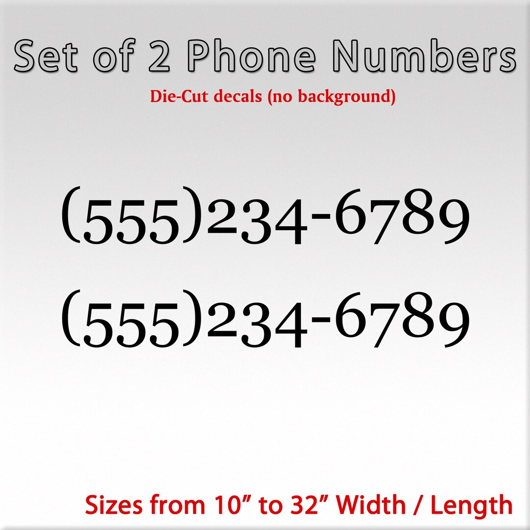 Set of 2 Custom Die-cut Vinyl Phone Number Decals - Etsy