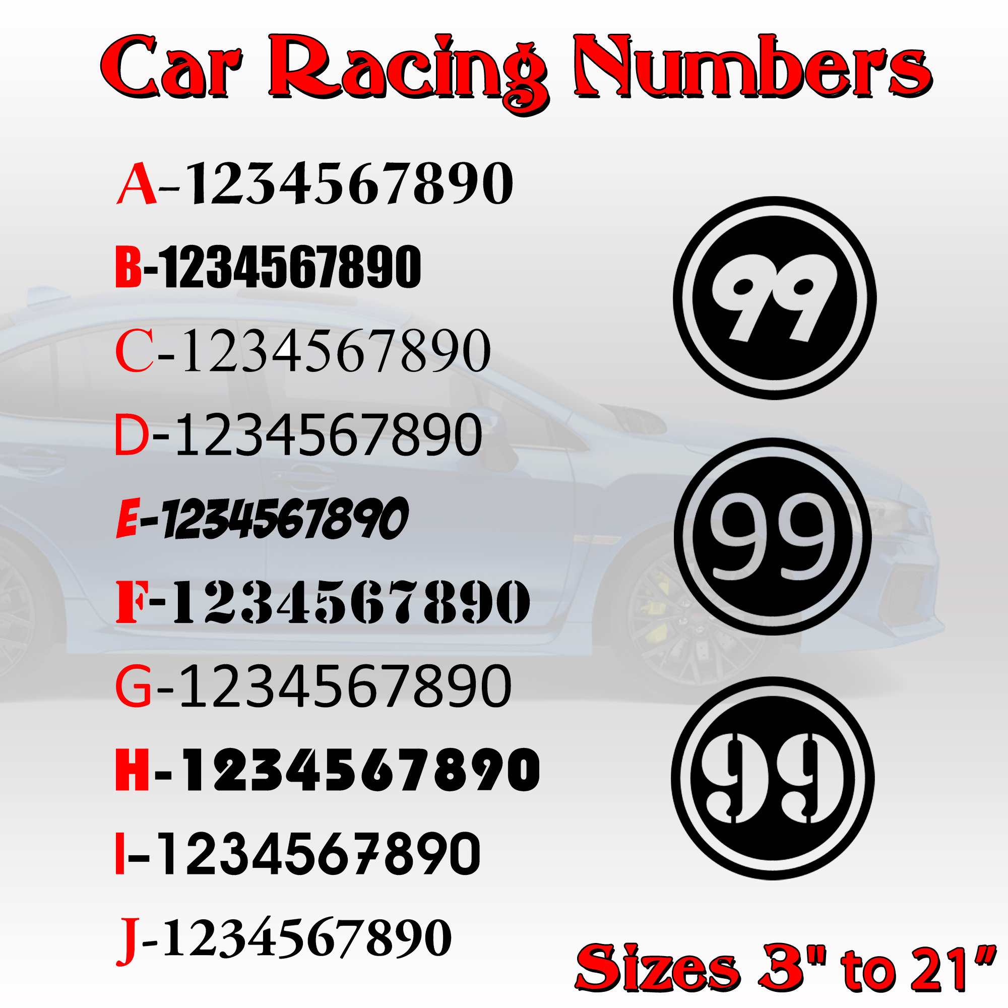 2 Pack Racing Car Numbers Circle Set of 2 Track Number Door Custom ...