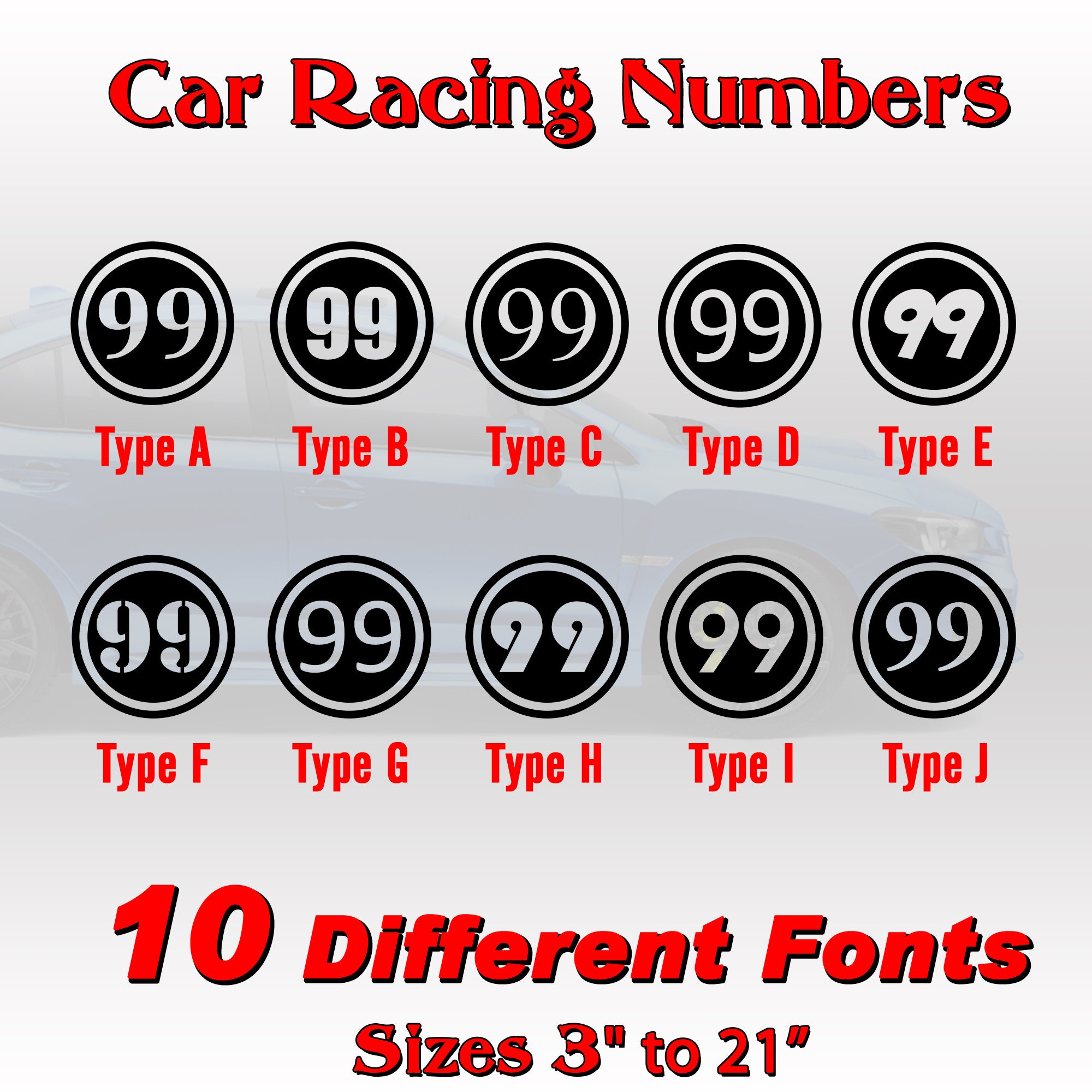 2 Pack Racing Car Numbers Circle Set of 2 Track Number Door Custom ...
