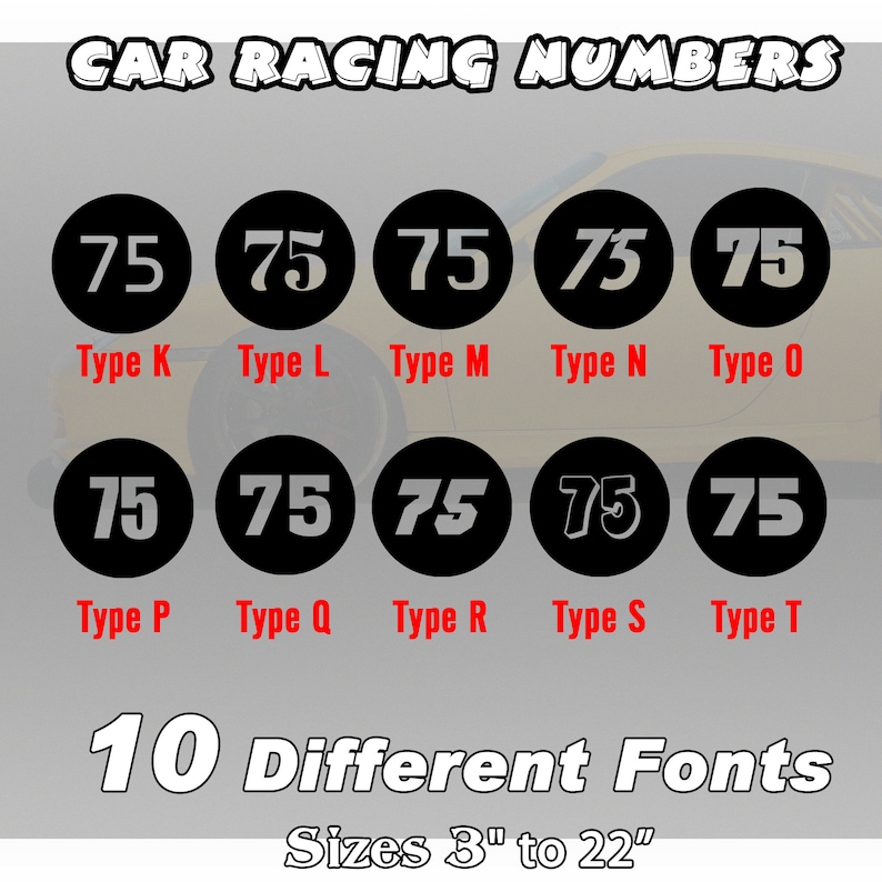 2 Pack Racing Car Numbers Circle Door Custom Number Rally Sport Die-cut ...
