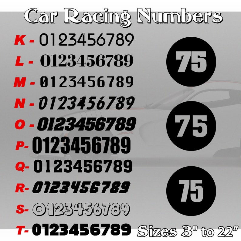 2 Pack Racing Car Numbers Circle Door Custom Number Rally Sport Die-cut ...