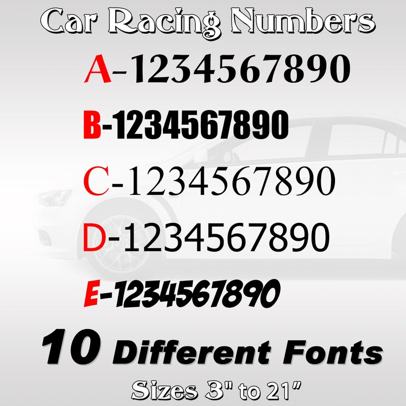 Racing Car Number Decal Set of 2, Custom Vinyl Die-cut - Etsy