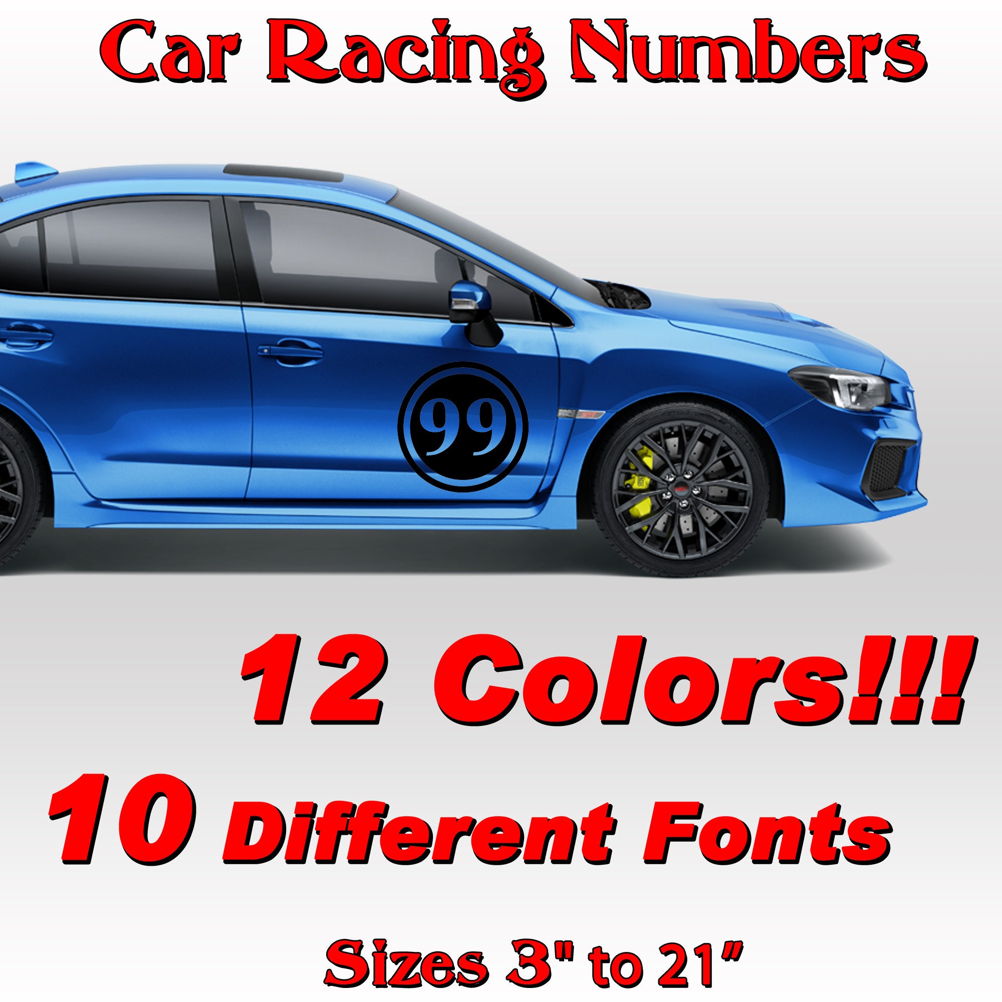 2 Pack Racing Car Numbers Circle Set of 2 Track Number Door Custom ...