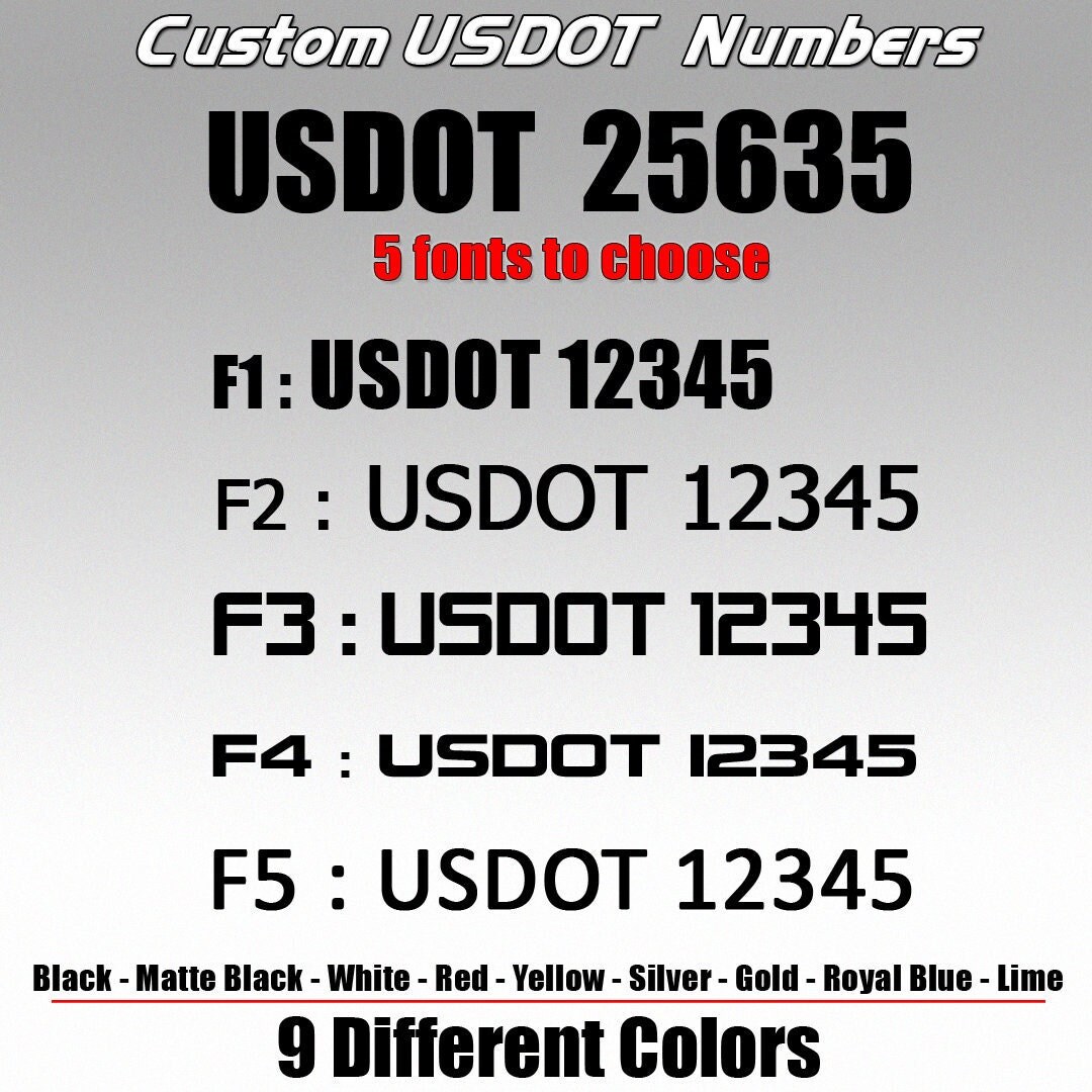 USDOT US DOT Custom Number Decal Truck Set of 2 Commercial Vehicles Van ...